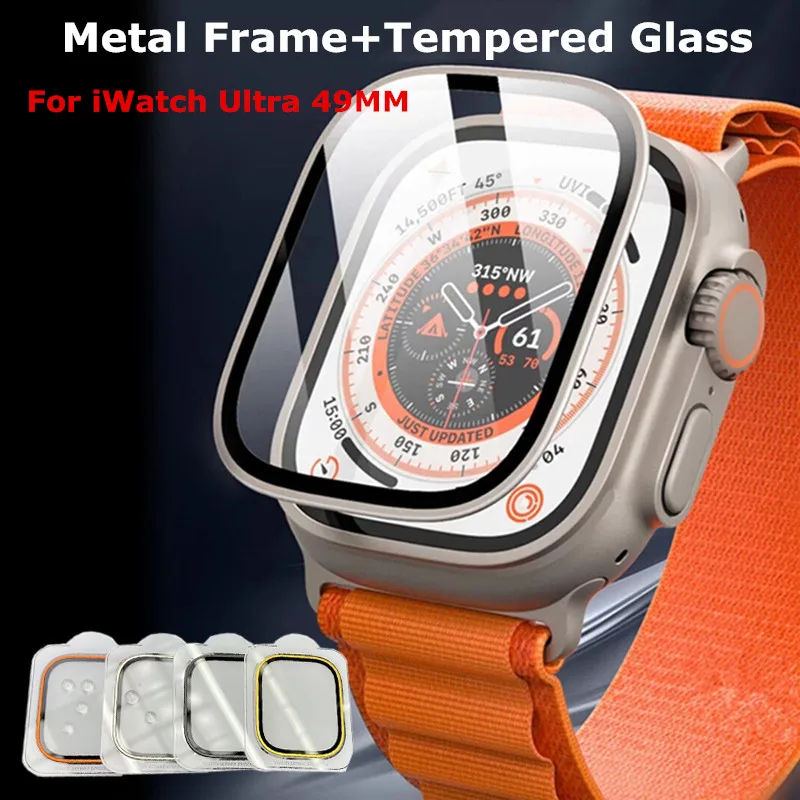 Apple Watch Tempered Glass Metal Frame | Titanium Alloy Screen ...
