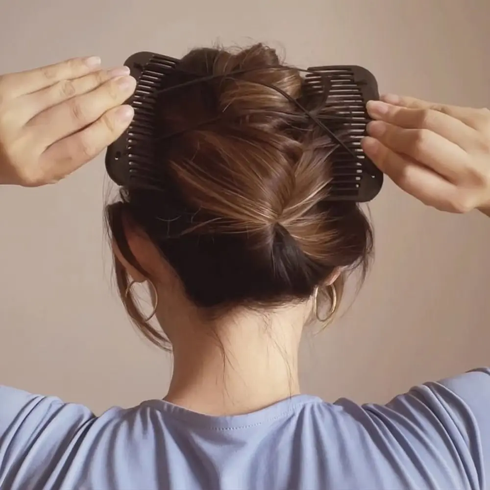 Korean-Plastic-Magic-Hair-Comb-Pearl-Elastic-Rope-Double-Row-Invisible ...