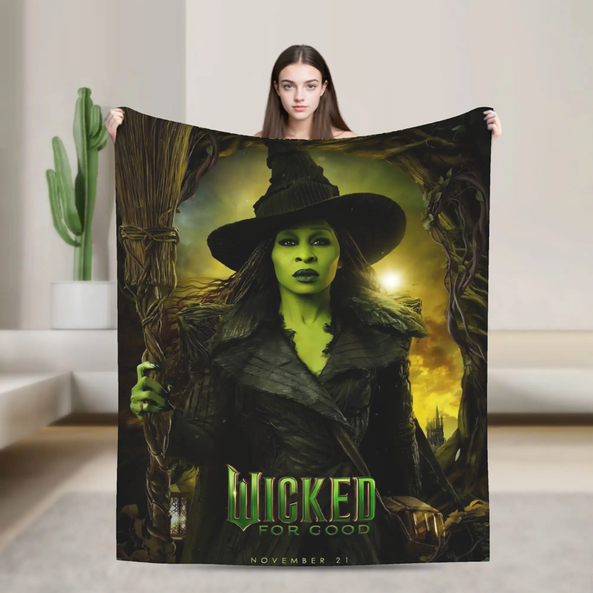 Wicked 2 Musical Movie Poster Blankets Elphaba and Glinda Warm Plush ...