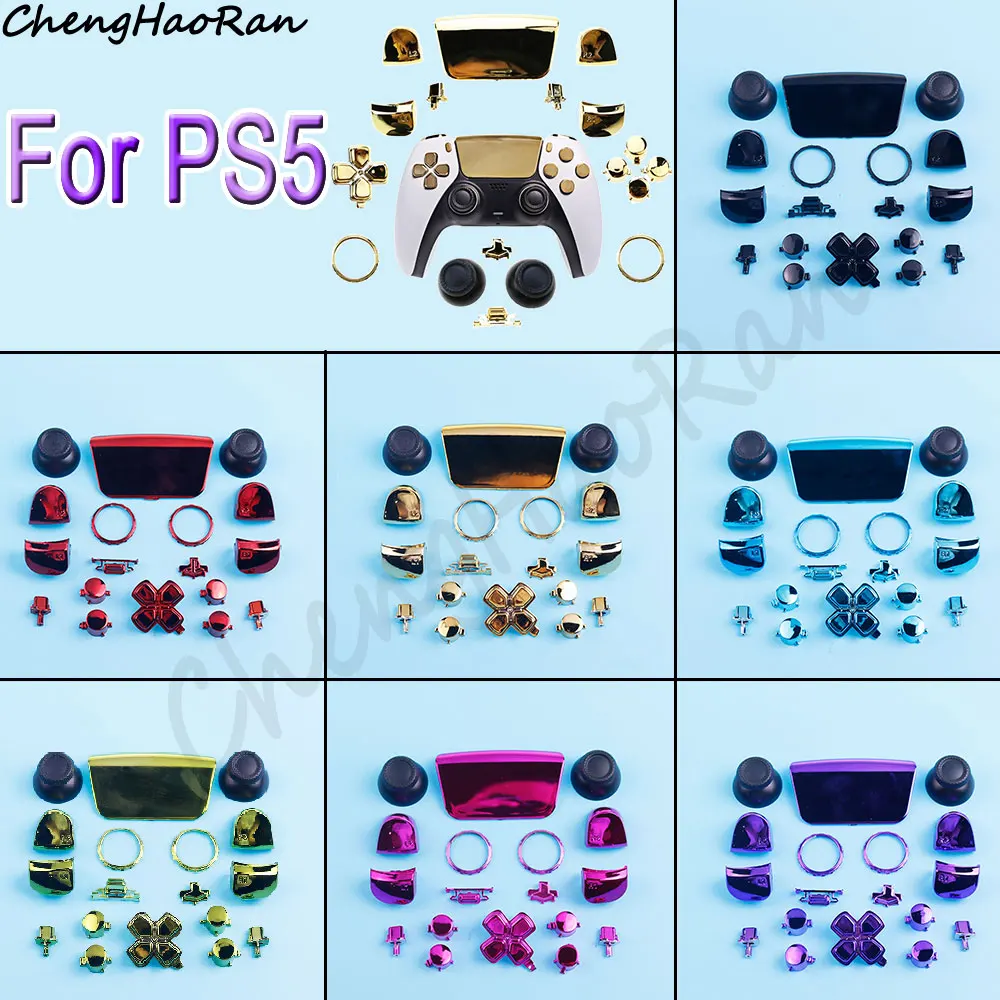 Juego-de-botones-cromados-para-mando-de-PS5-Joystick-anillo-L1-R1-L2-R2 ...