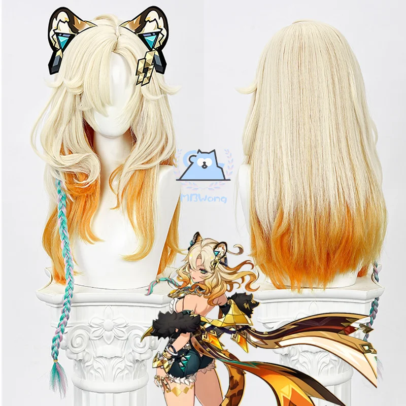 Genshin-Impact-Xilonen-Cosplay-Wig-Golden-Yellow-Long-Hair-Pink-Blue ...
