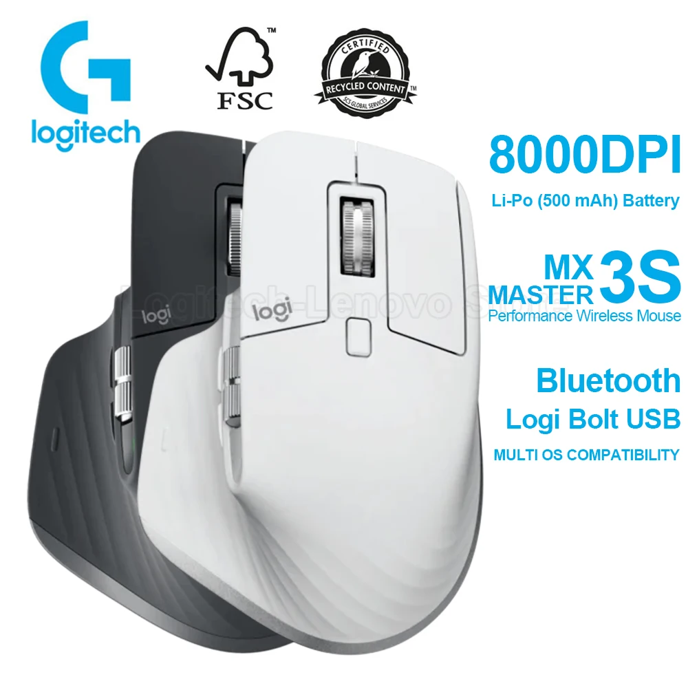 Original logitech mx master 3s desempenho mouse sem fio com 8000dpi ...