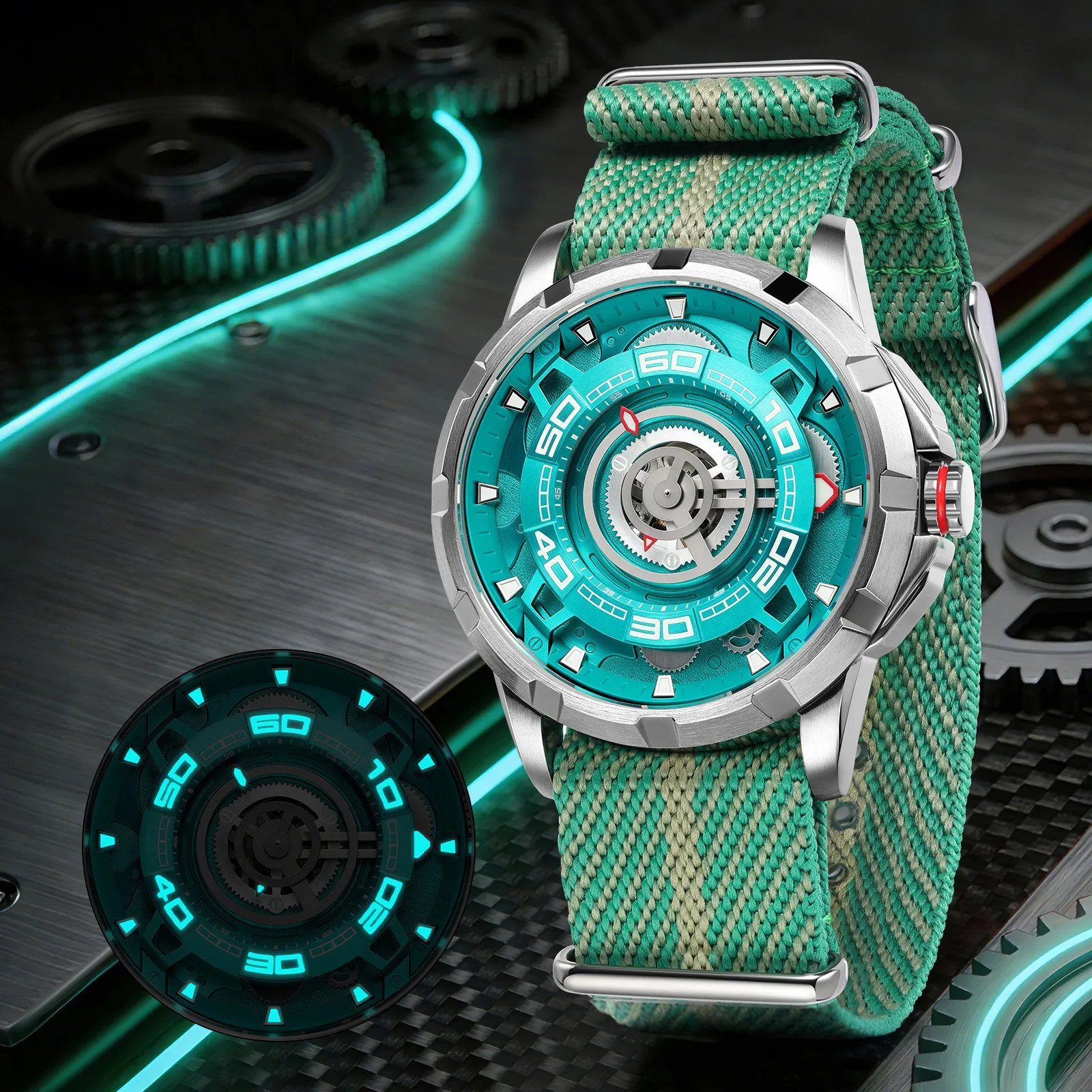 BERNY Automatic Men's Skeleton Watch 2026 New 5ATM Luminous Sapphire 3D ...