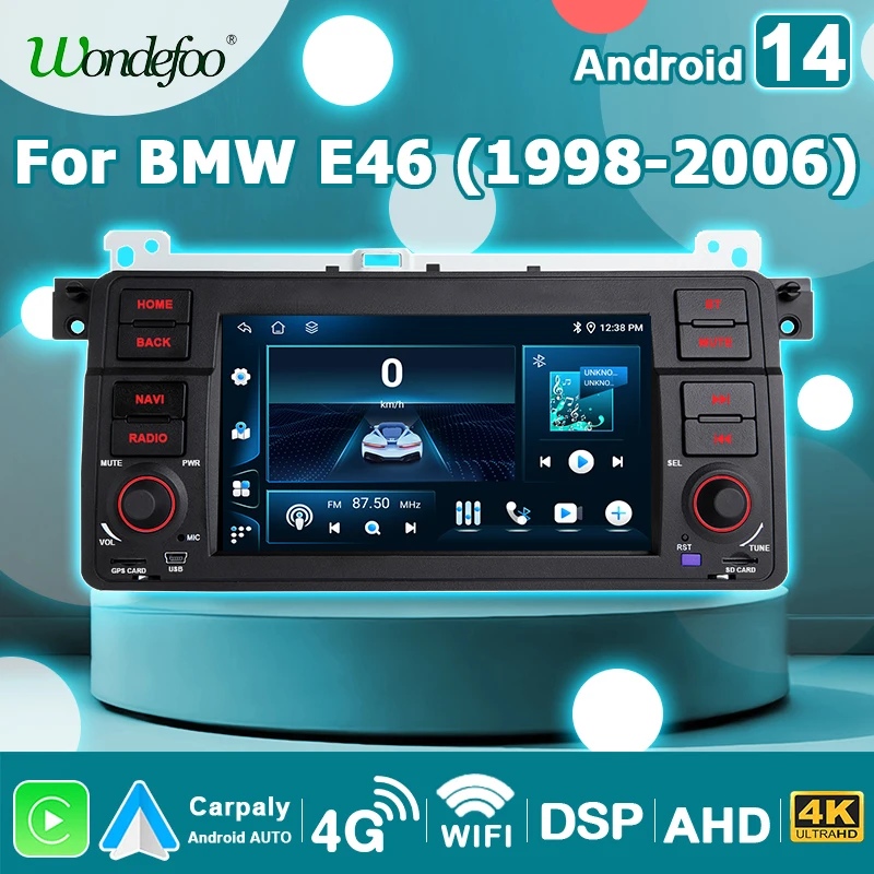 Car-radio-2-DIN-CarPlay-Android-14-For-BMW-E46-M3-Rover75-MGZT-1998 ...