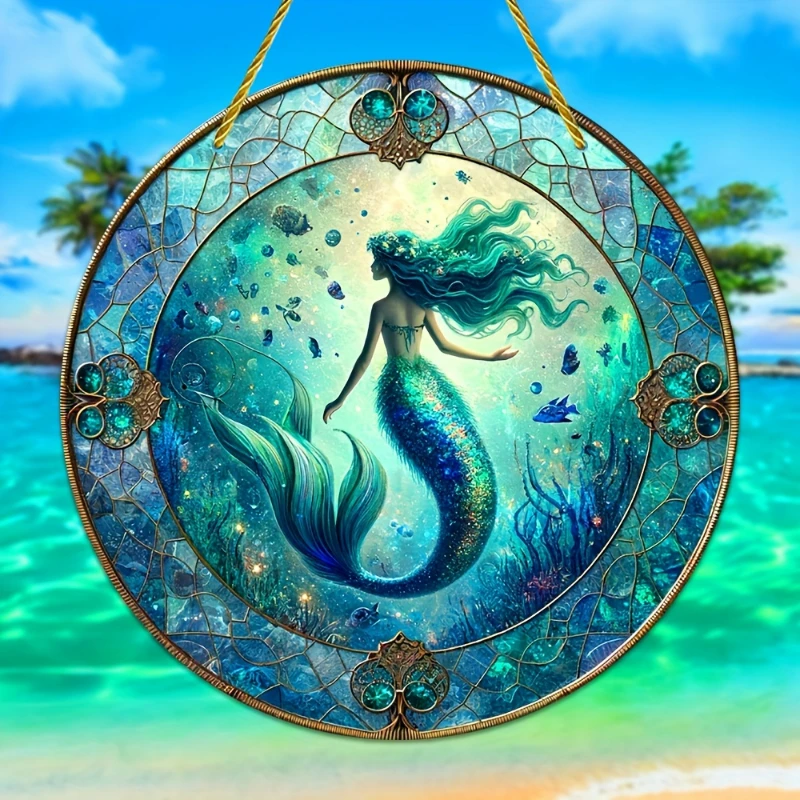 Unique Mermaid Stained Windows Hangings Suncatcher Mermaids Suncatchers ...