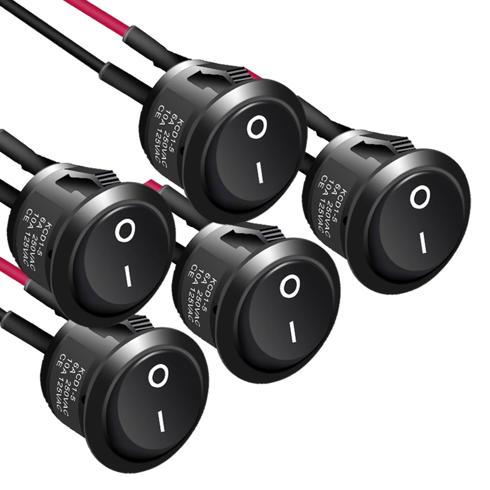 Apiele 10pcs Rocker Switch On Off Kcd1 Mini Round Toggle Switch Spst ...