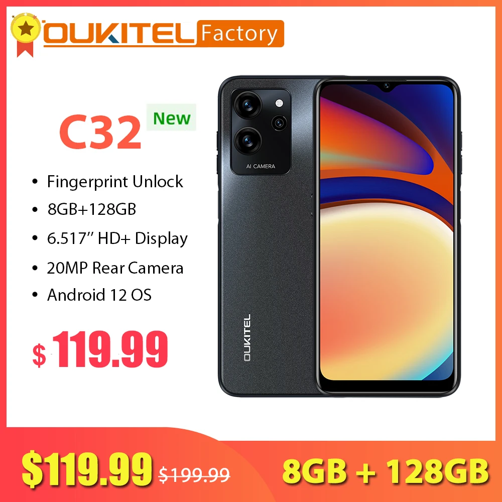 Oukitel C32 smartphone 8gb 128gb 20mp câmera celular 5150mah 6.517 ...
