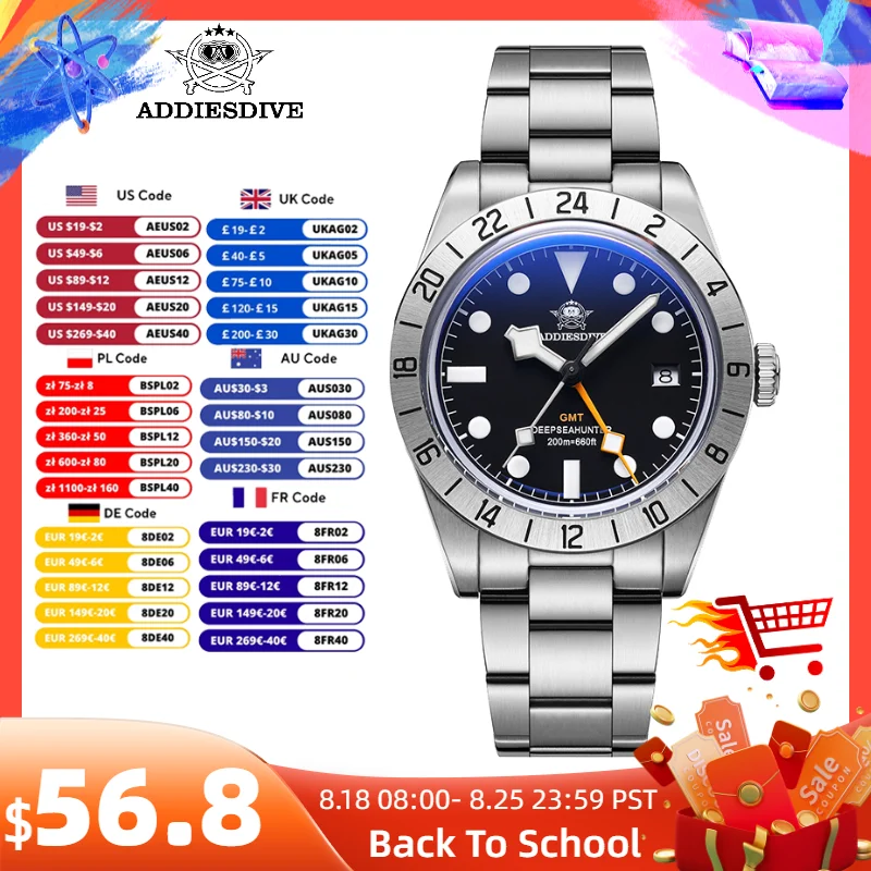 ADDIESDIVE-AD2035-New-GMT-Watch-for-Men-Quartz-Wristwatch-BGW9-Blue ...