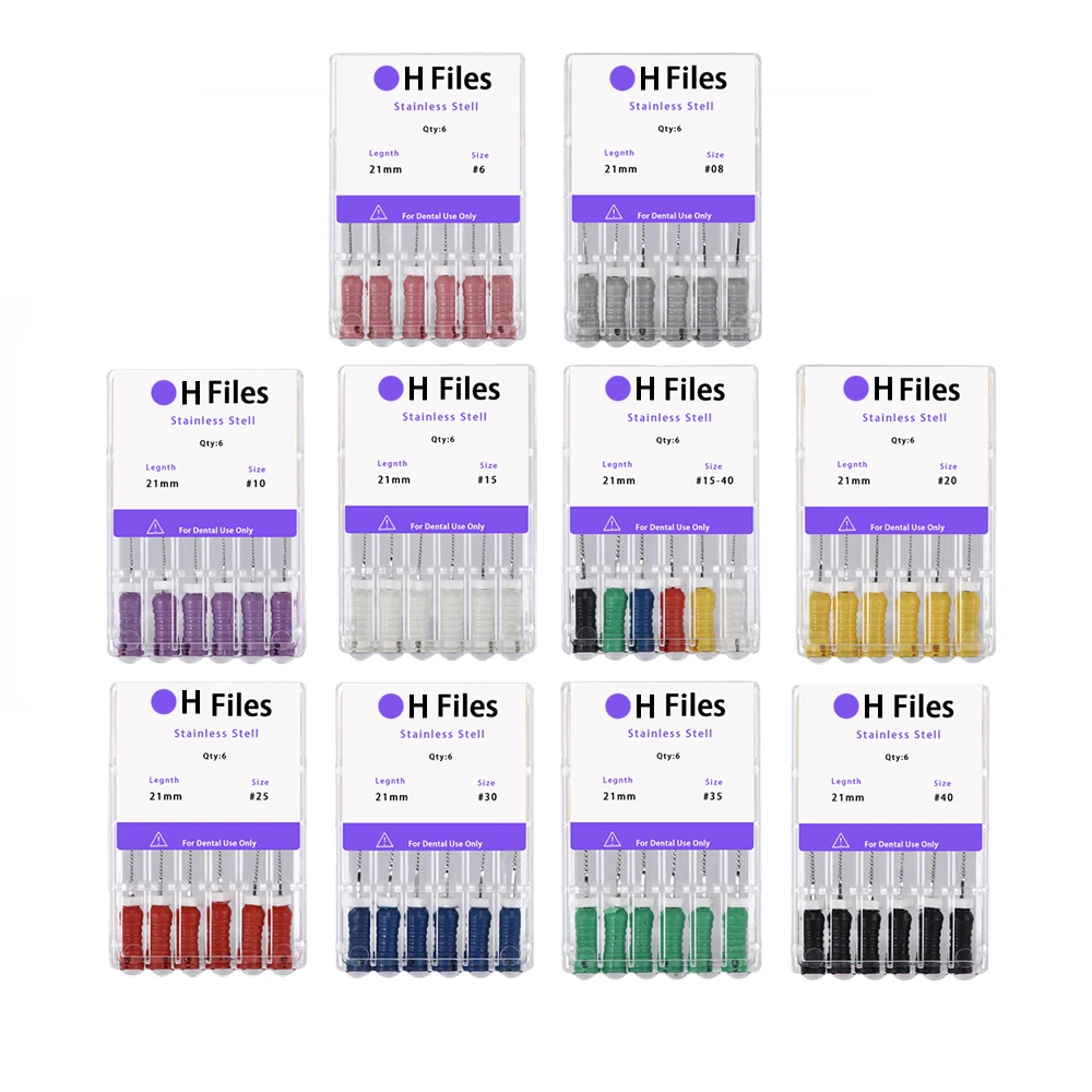 6Pcs/Pack Dental H Files Stainless Steel Endodontic Root Canal Files ...