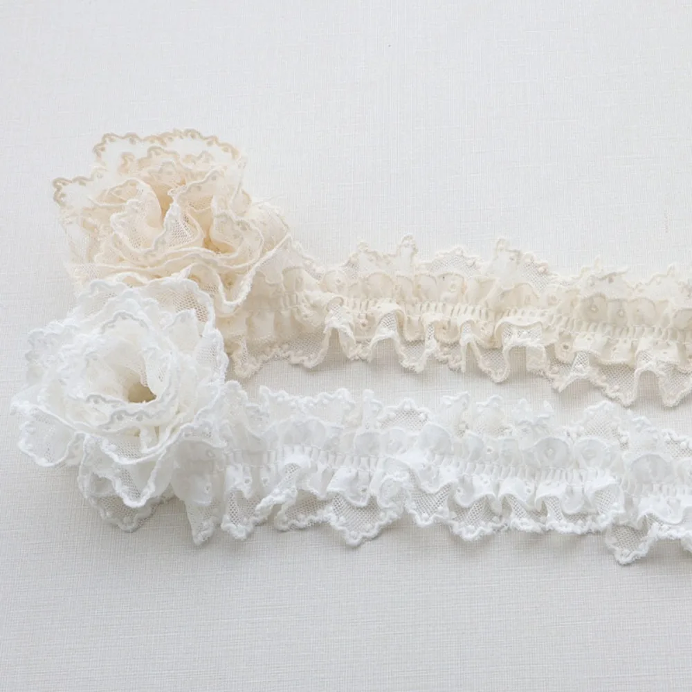 Folded Lotus Leaf Lace Mesh Lace Elastic Lace 3D Double-layer Wrinkled ...