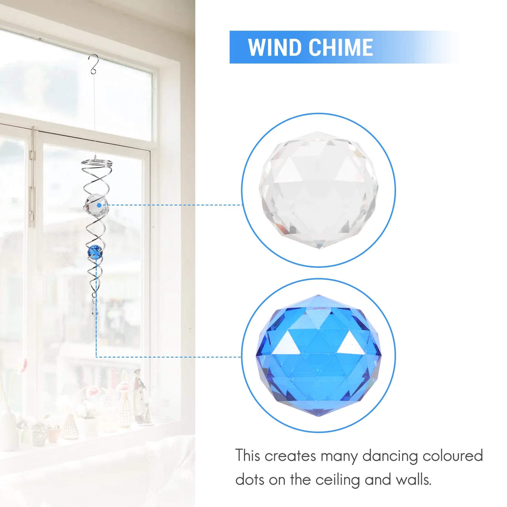2525- Wind Chime Windmill Crystal Metal Wire Crystal Ball Wind Spinner ...