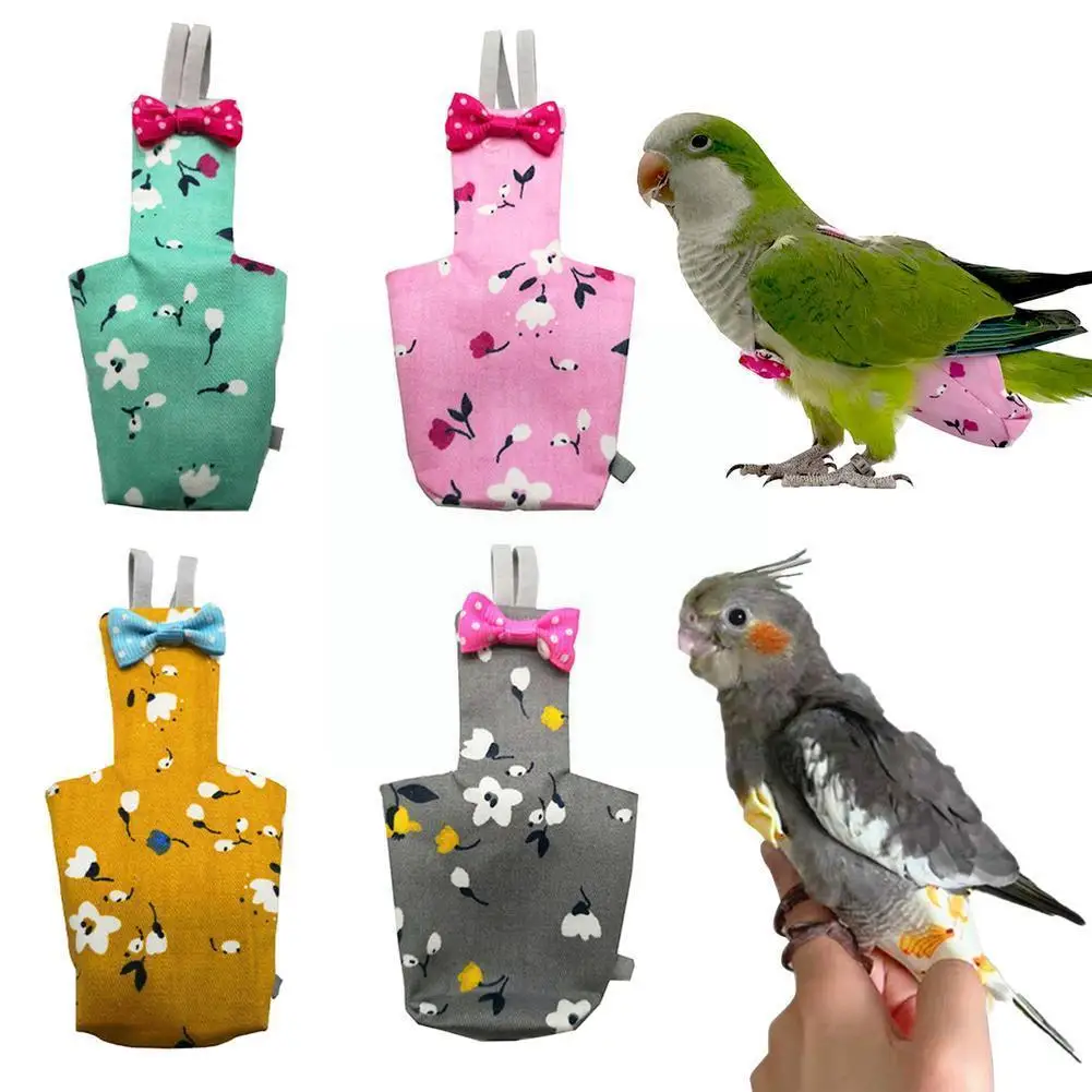 Parrot Diaper With Bowtie Cute Colorful Fruit Floral Pigeons Birds 4pcs ...
