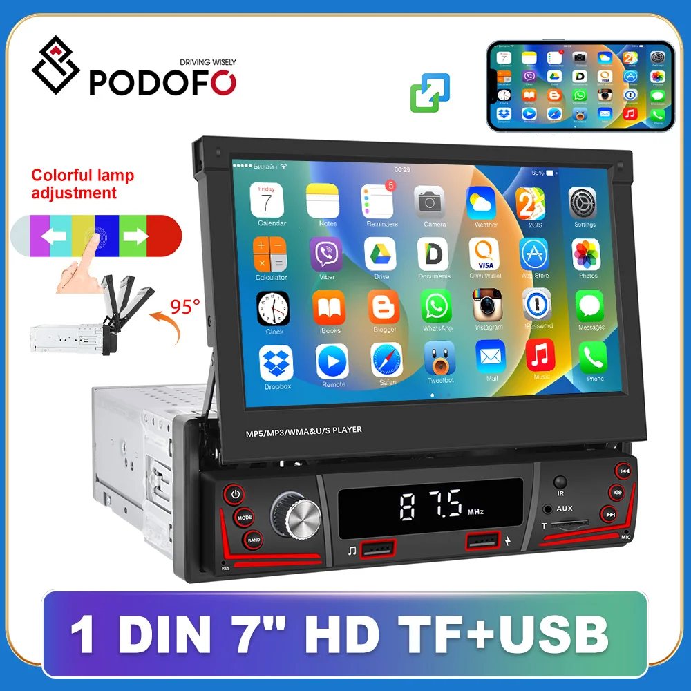 Podofo-Radio-Est-reo-Universal-para-coche-reproductor-Mp5-con-pantalla ...