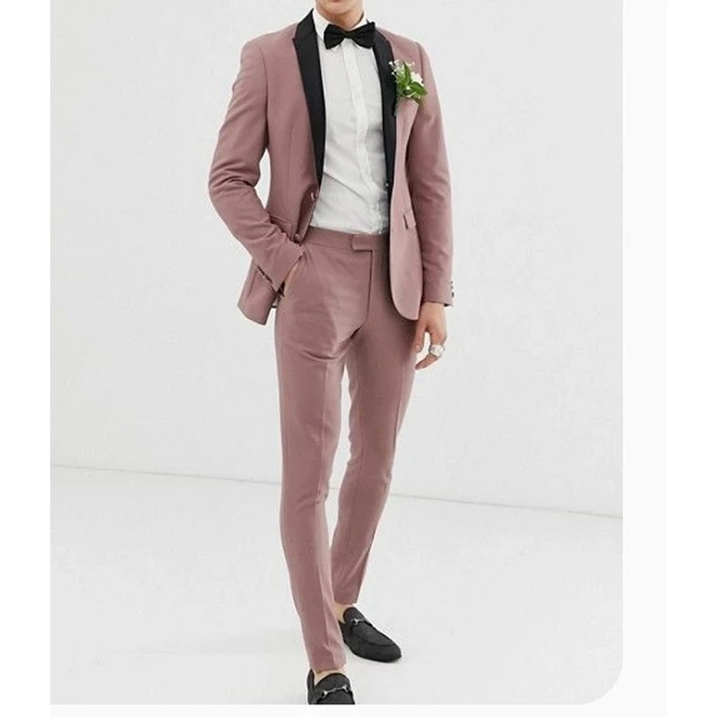 Dusty-Pink-Black-Shawl-Lapel-Men-Suits-Prom-Terno-Masculino-Groom-Wear ...
