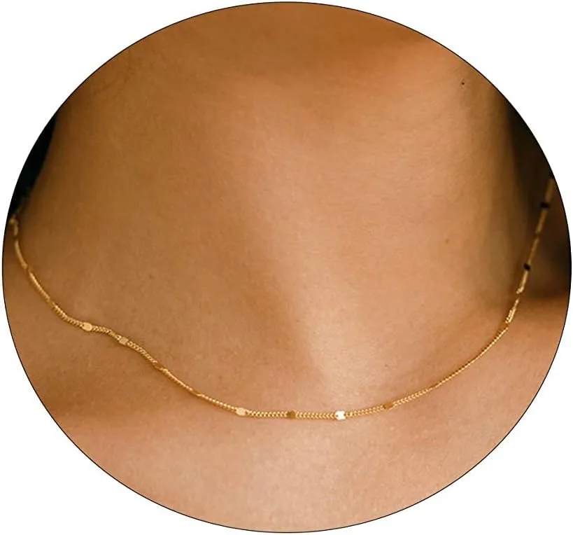 K Gold/Silver Plated Satellite Choker Shining Dots Station Chain ...