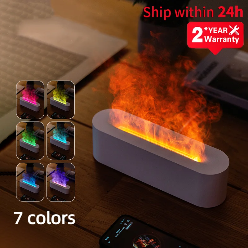 7-Colors-Flame-Lamp-Air-Humidifier-Aromatherapy-Diffuser-USB-Ultrasonic ...