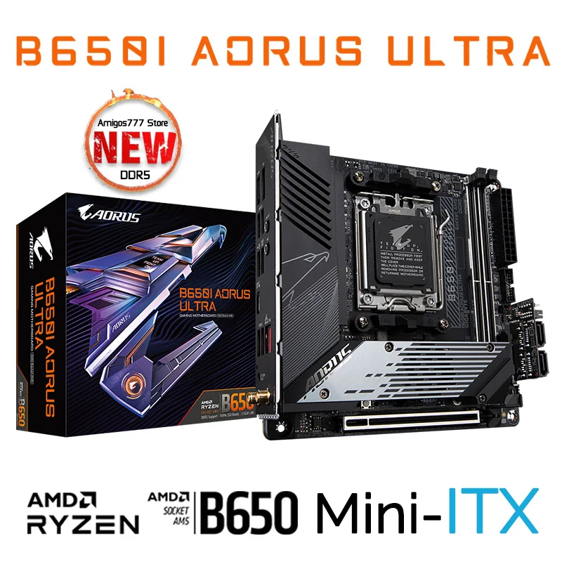 Soquete am5 gigabyte b650i aorus ultra lga 1700 placa mãe ddr5 amd b650 mainboard ryzen 7000 ...