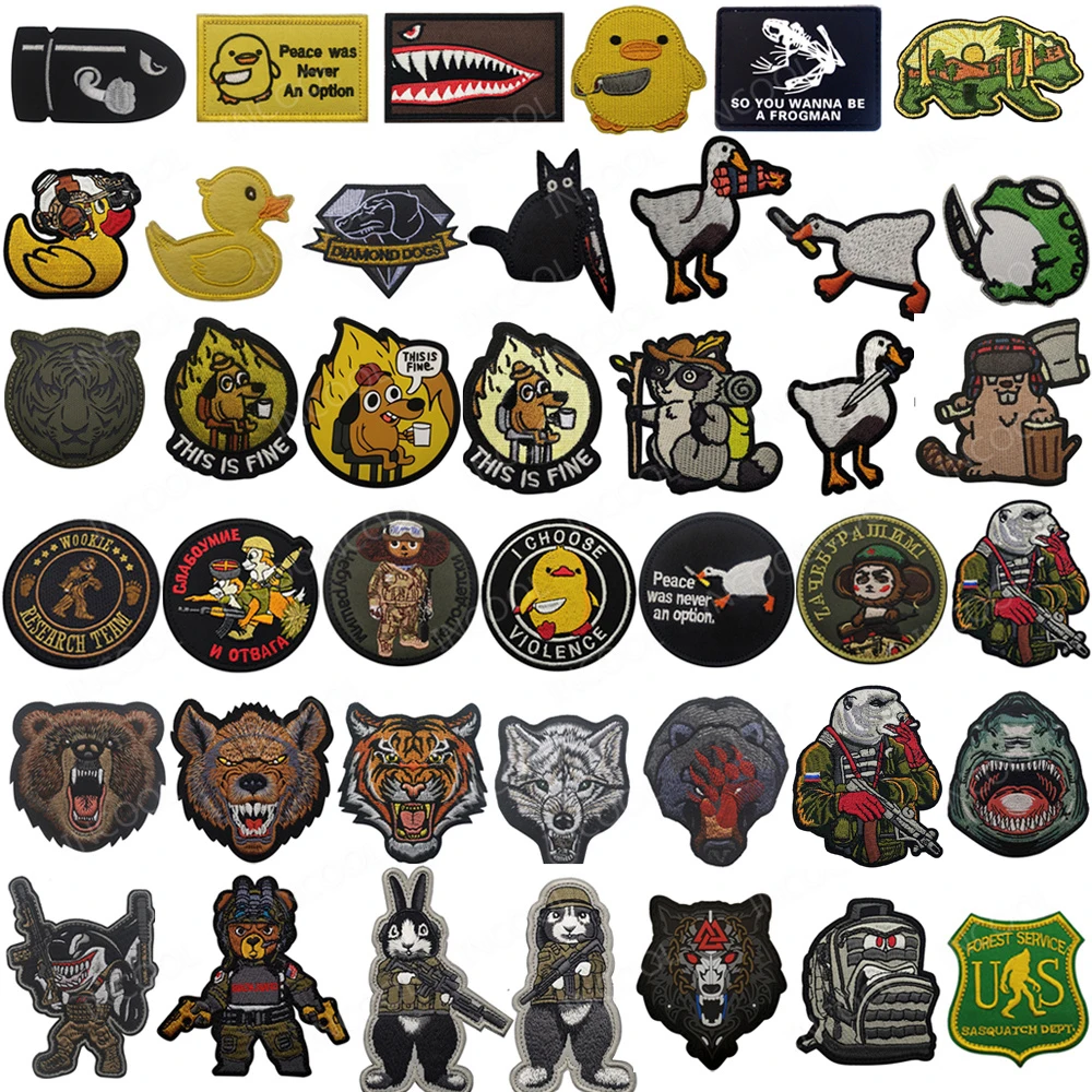 Animals-Patches-Bear-Shark-Tiger-Wolf-Monkey-Duck-Cat-Goose-Dog-Bunny ...