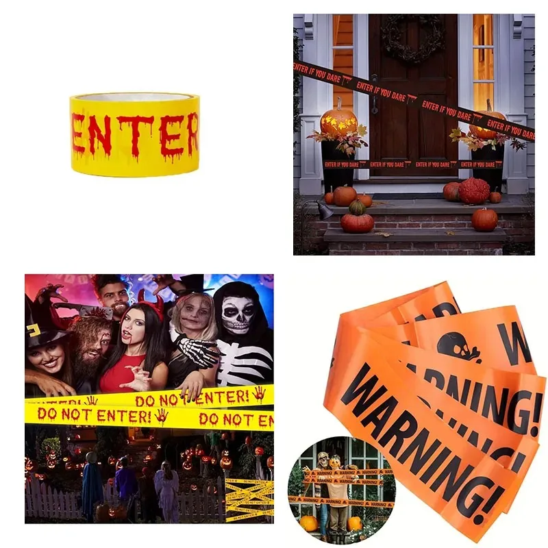 Halloween Isolation Caution Tape with Skull Design Perfect for Scene ...