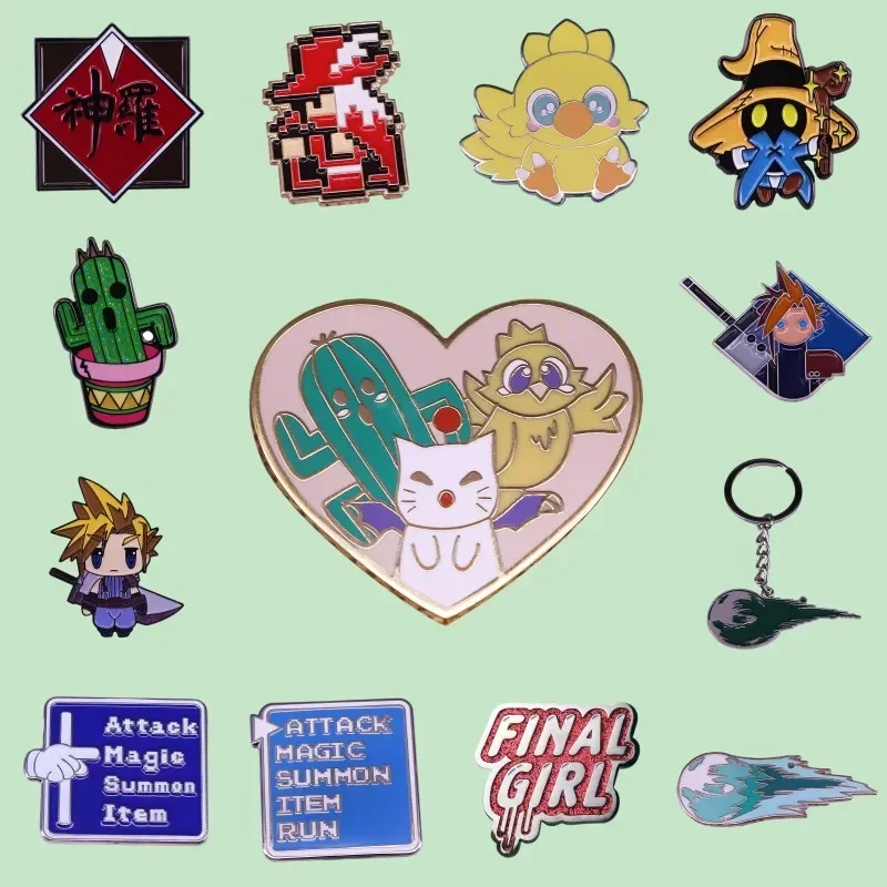 Classic-Game-Enamel-Pin-Cloud-Strife-Buster-Sword-Meteor-Chocobo-Red ...