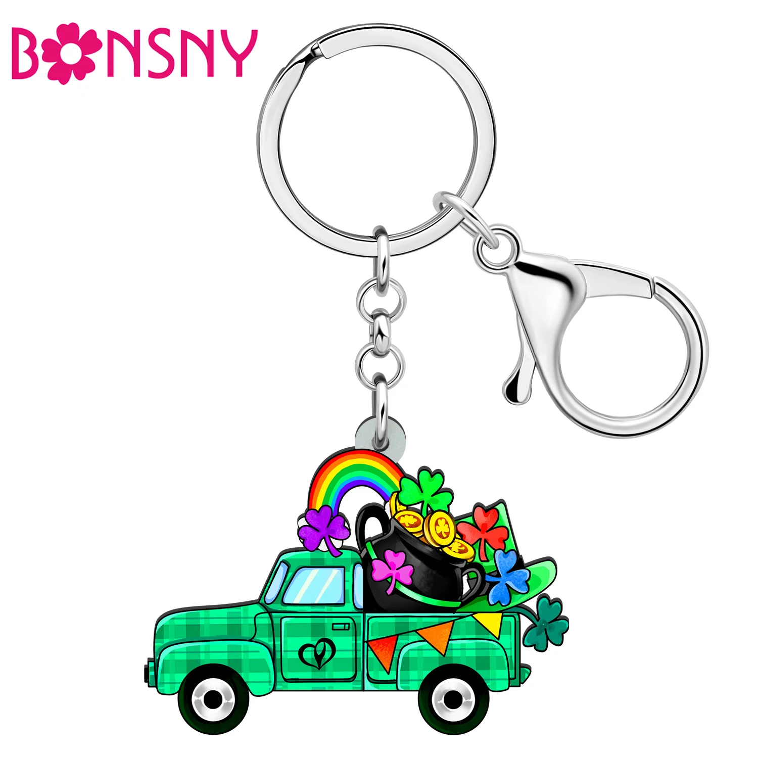 Bonsny-Acrylic-St-Patricks-Day-Cute-Green-Car-Key-Chains-Bag-Charm ...