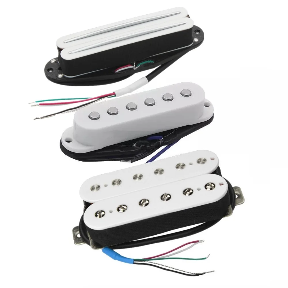 Fleor 3pcs Alnico 5 Ssh Pickups Set Dual Hot Rails & Single Coil & Humbucker Pickups White For ...