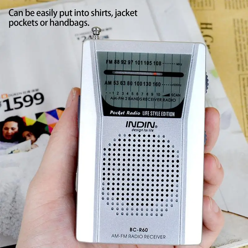 Portable-Pocket-Digital-Radio-AM-FM-Stereo-Built-In-Speaker-Universal ...