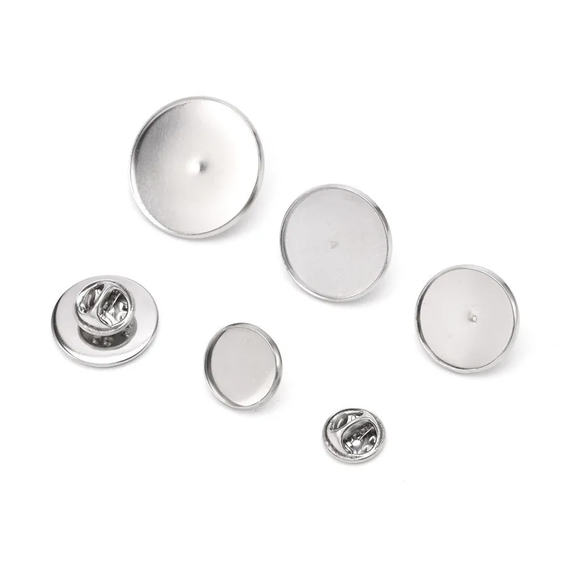 10pcs Stainless Steel Brooch Tray Base Blank Lapel Pin Cabochon Setting ...