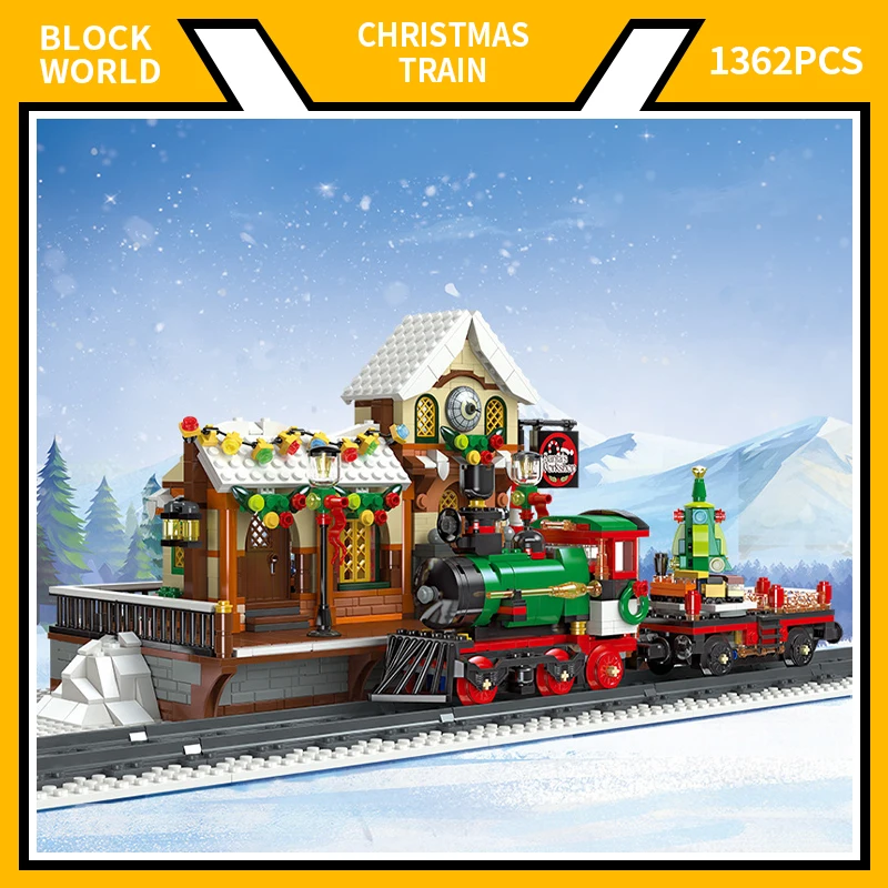 1362PCS-Christmas-Series-Christmas-Train-With-Lighting-Model-Building ...