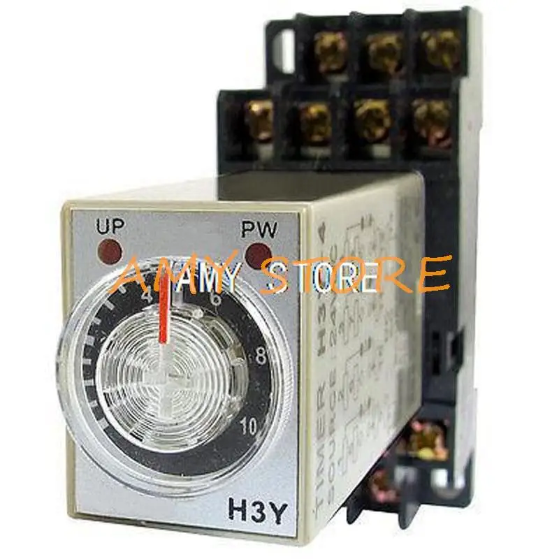 1Pc 12V/24VDC 24V/110V/220V/380VAC H3Y 4 Power On Time delay Relay ...