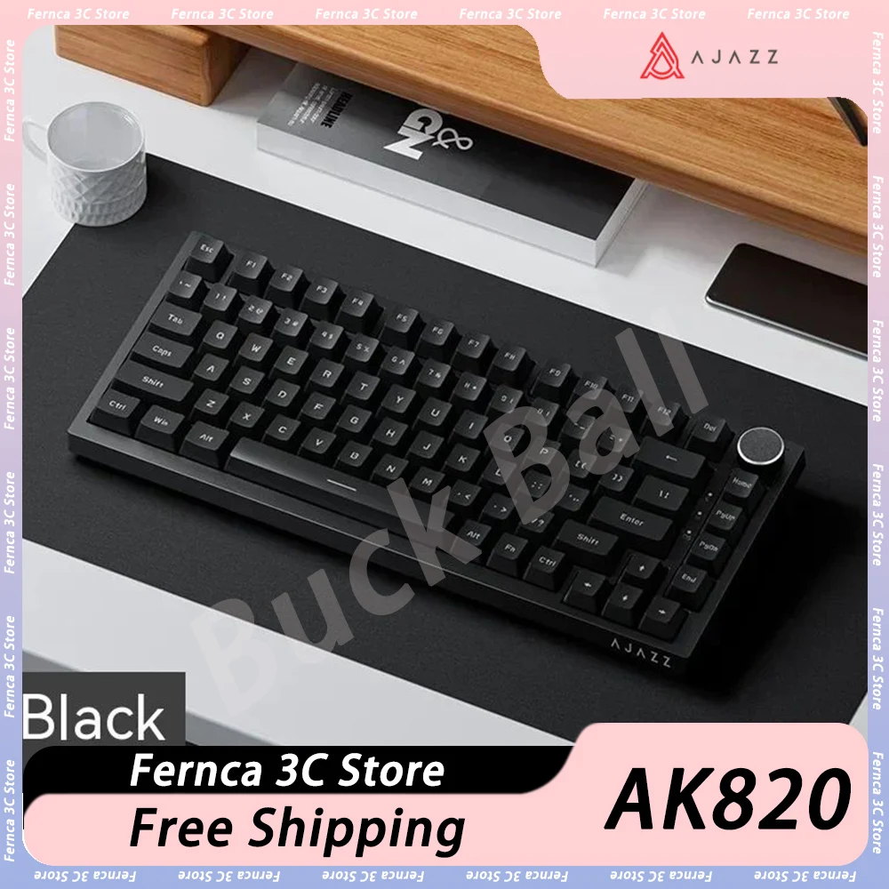AJAZZ-AK820-Mechanical-Keyboard-Singel-Mode-Wired-Multifunctional-Knob-Custom-Screen-Gaming ...