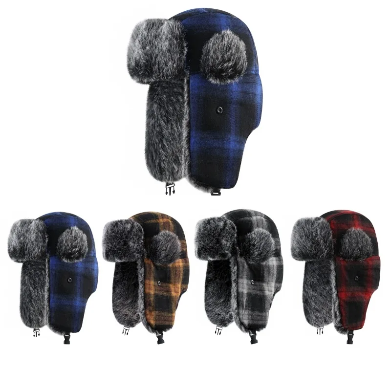 Ear-Cover-Hat-Plaid-Hat-Warm-Outdoor-Ear-Protection-for-Men-Women-Warm ...
