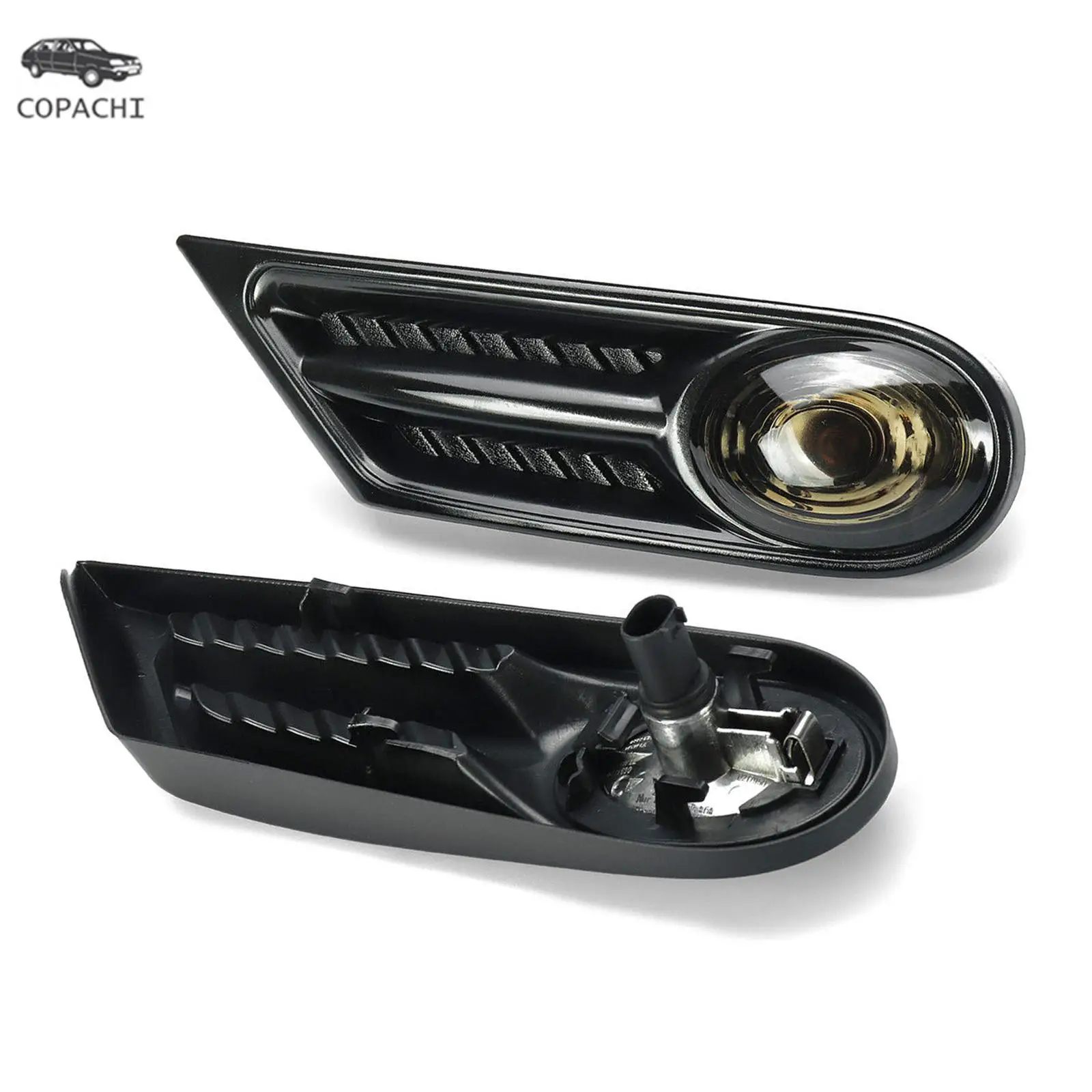 2PCS-Fender-Indicator-Repeater-Side-Marker-Light-Black-Clear-Lamp-For ...