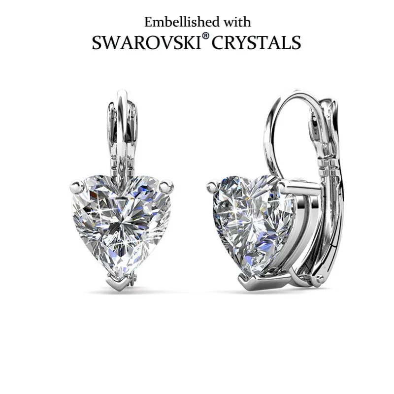 Daisini Exquisite Heart Cut Created Hoop Earring Embellished with ...