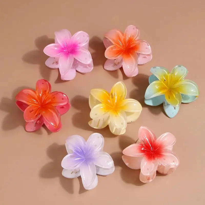 Flower Hair Claw Clips Hawaiian Plumeria Hair Clip Colorful Flower Hair ...