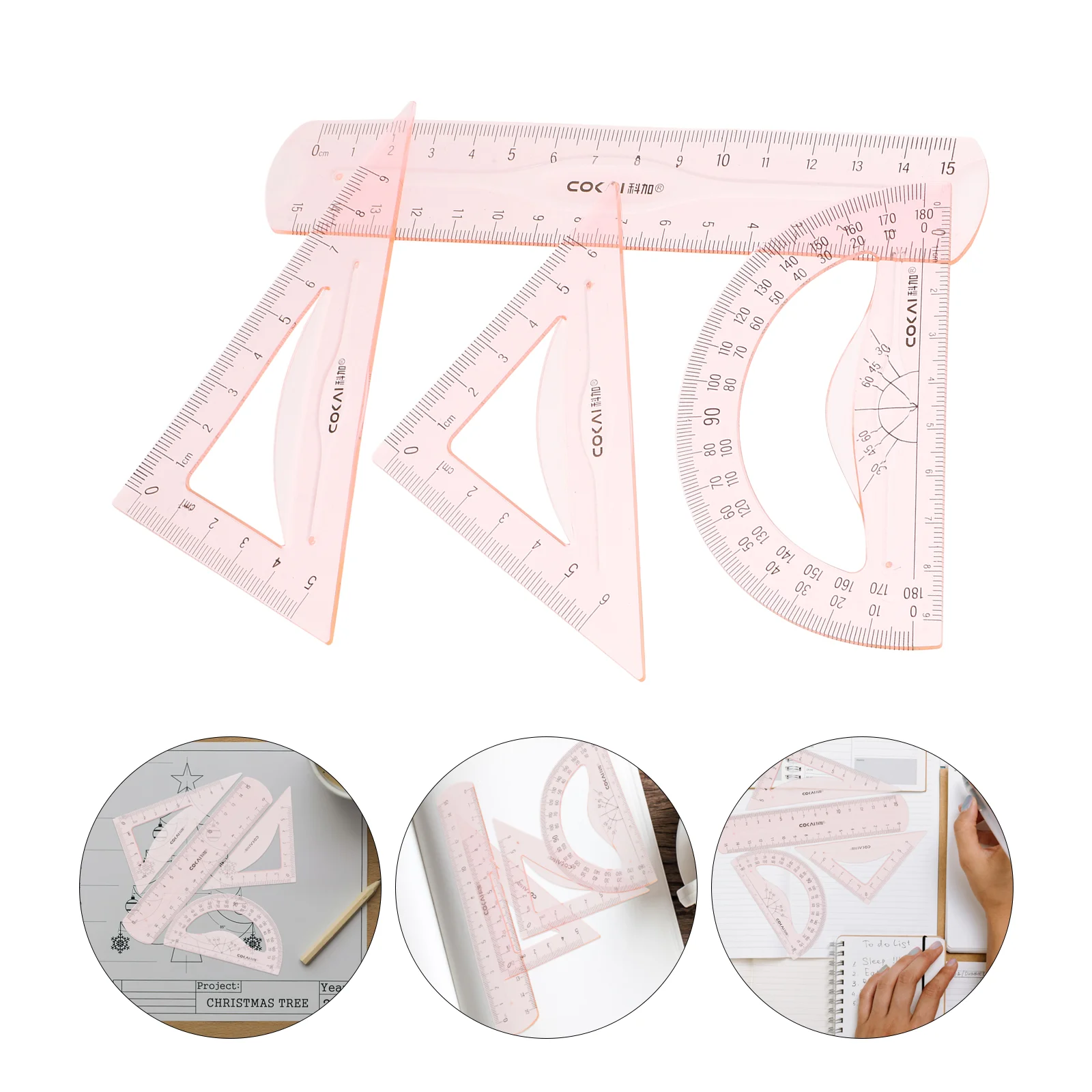 4pcs-Set-Plastic-Straight-Triangle-Ruler-Geometry-Protractor-Drafting ...