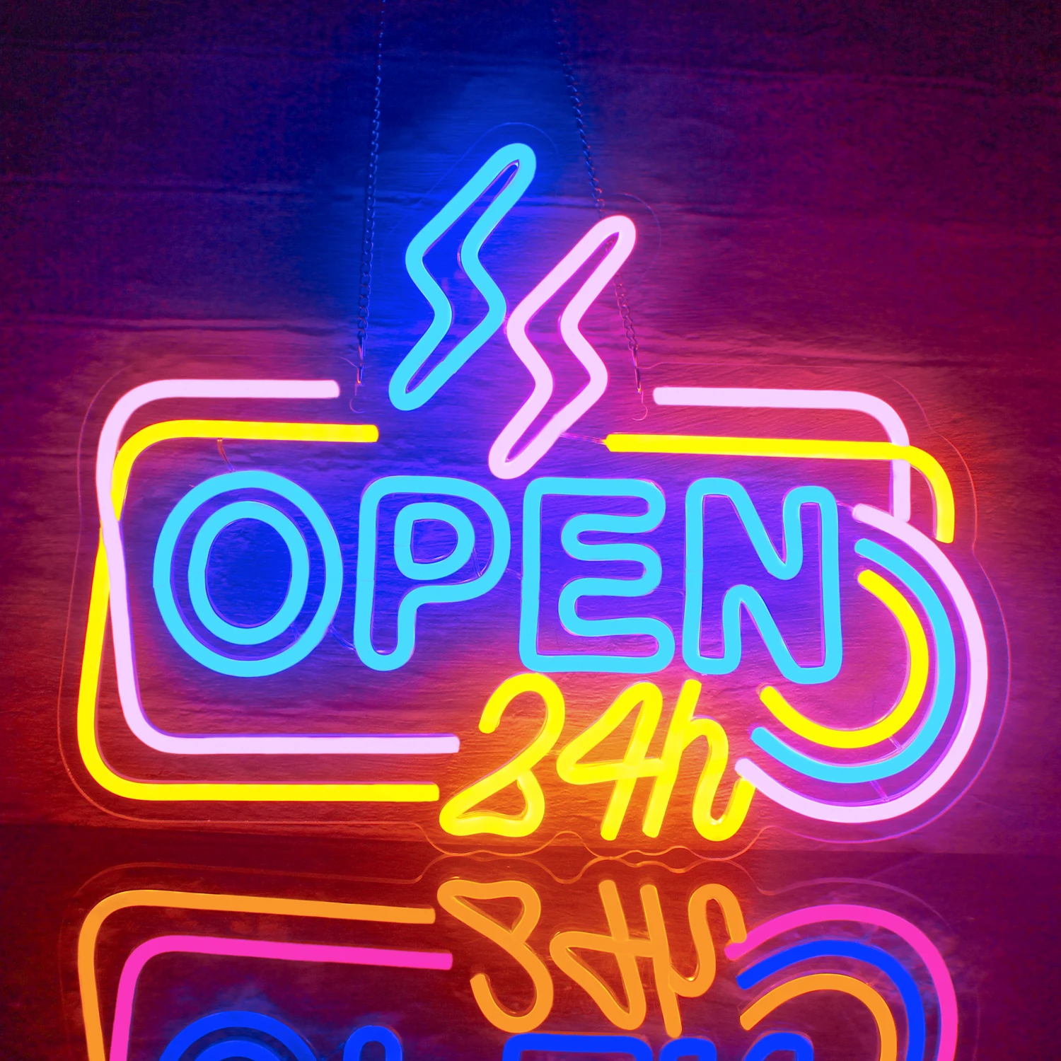 Open-24-Hours-Neon-Signs-LED-Lights-Colorful-Welcome-Logo-USB-Hanging ...