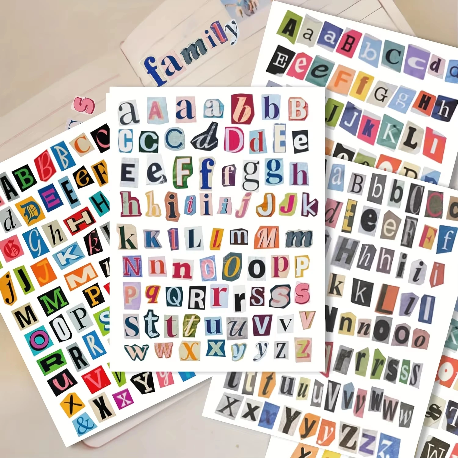 4 Sheets Magazine Letter Stickers Vintage Scrapbook Letters Stickers ...