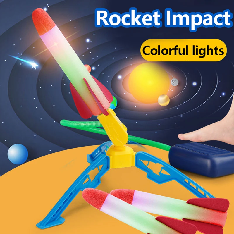 1Set Kid Air Rocket Foot Pump Launcher Toys Flash Rocket Launchers ...