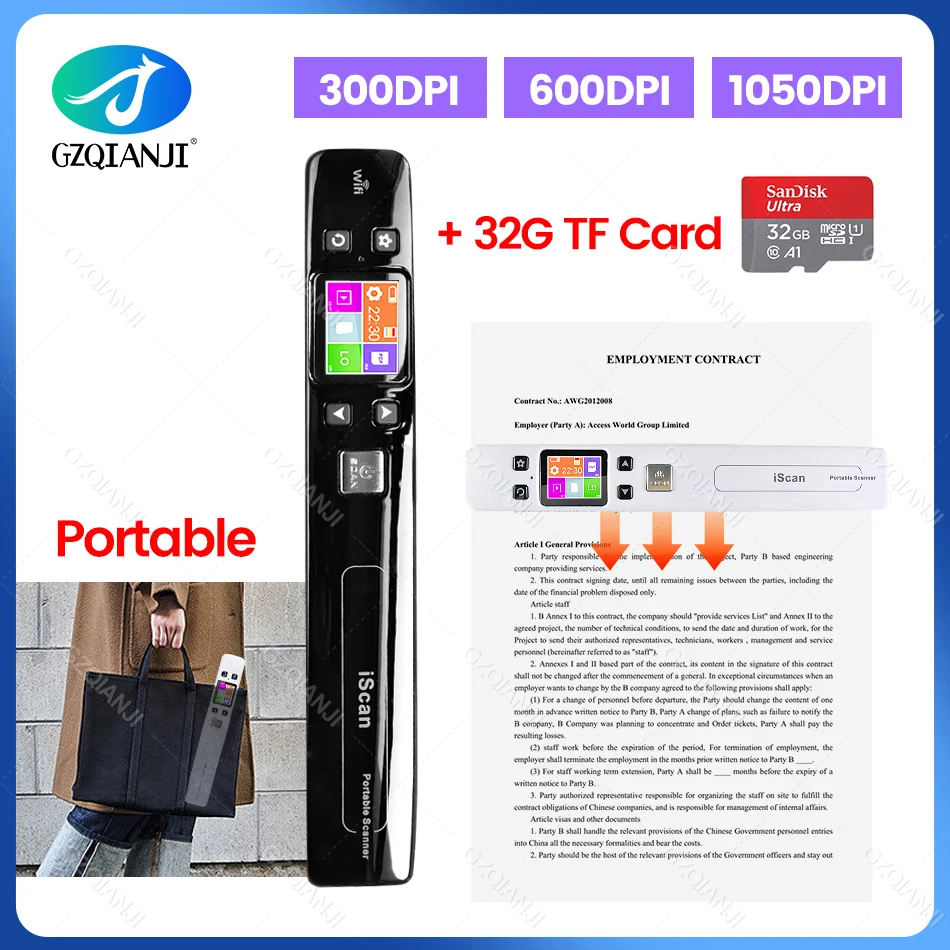 Mini-iScan-Tragbare-A4-Dokument-Bilder-Scanner-Stift-mit-TF-Karte-16G ...