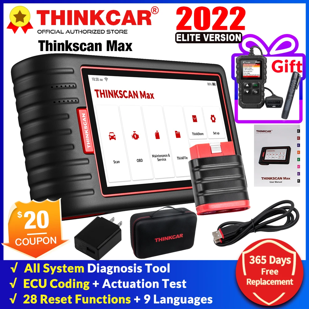 Thinkcar Thinkscan Max auto car Diagnostic Scan Tools full System OBD2 ...
