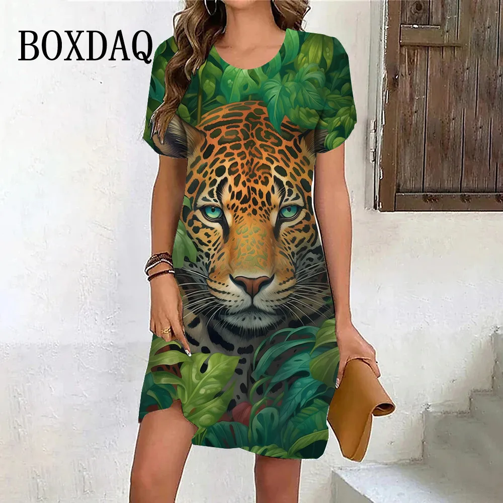 Tiger-Graphic-Dresses-For-Women-Casual-3D-Print-Vintage-Dress-Female ...
