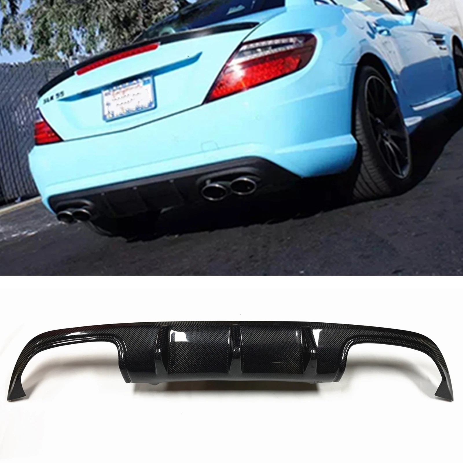 Rear-Bumper-Diffuser-Lip-For-Mercedes-Benz-R172-SLK-2011-2014-Carbon ...