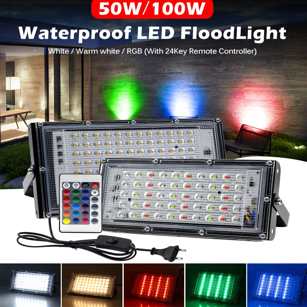 50W-100W-LED-RGB-Flood-Light-AC220V-Outdoor-Projector-Lamp-Floodlight ...