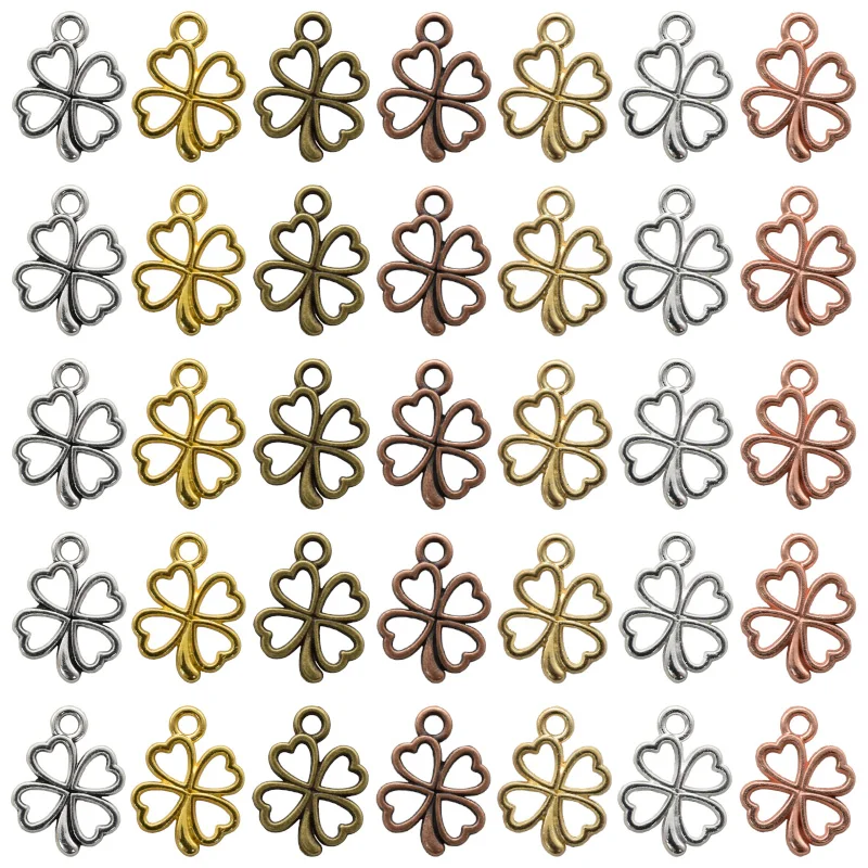 30pcs-Seven-Color-Four-Leaf-Clover-Lucky-Charms-Alloy-Metal-Flower ...
