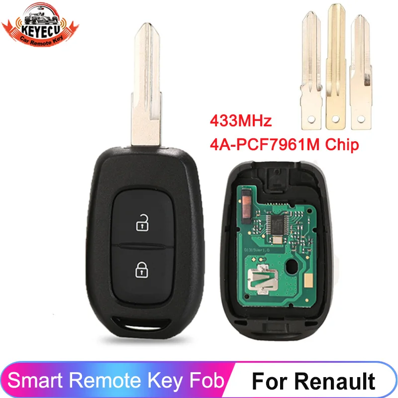 Keyecu Remote Car Key 433mhz With Pcf7961m 4a Chip For Renault Sandero ...