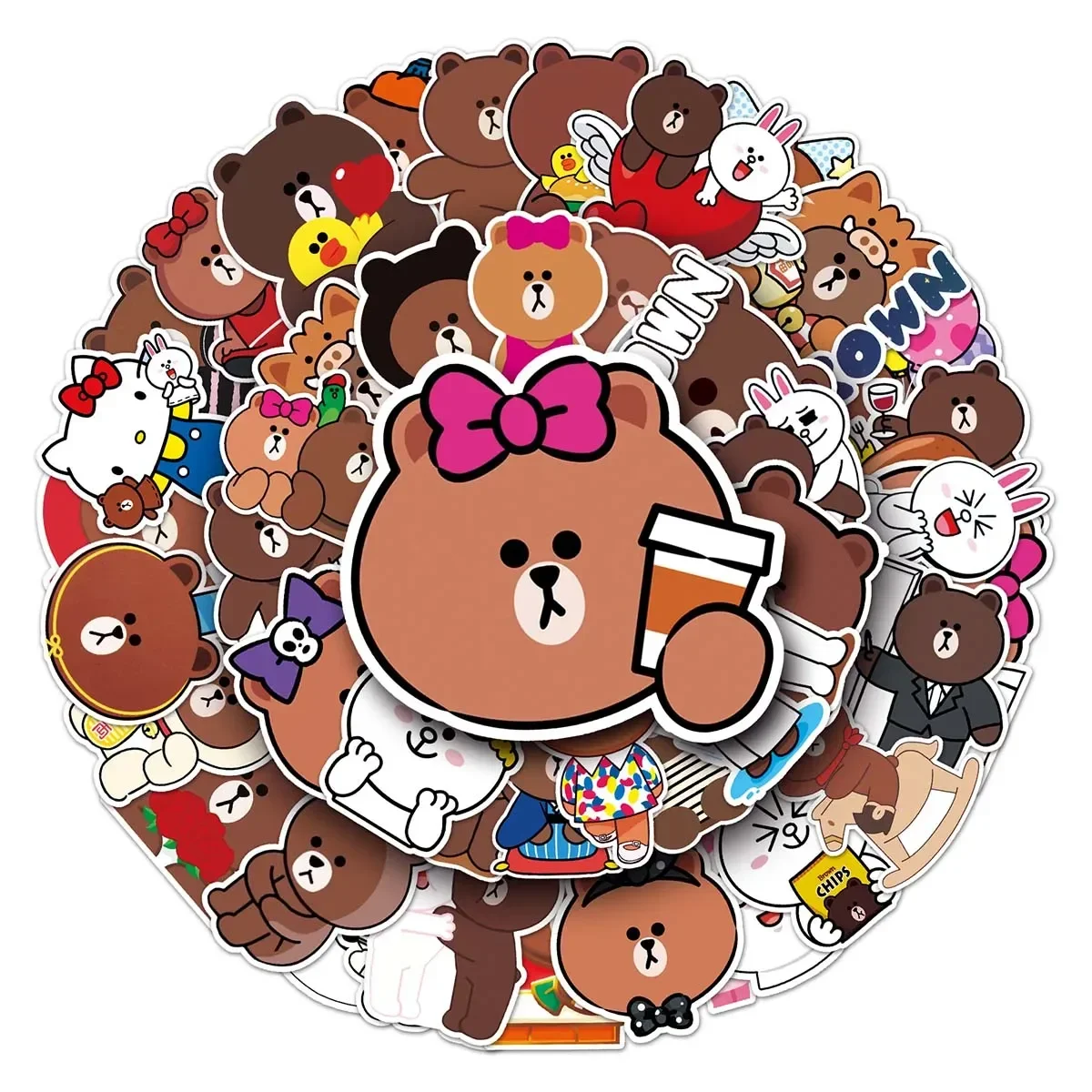 50pcs Cartoon Anime Brown Bear Children DIY Waterproof Sticker ...