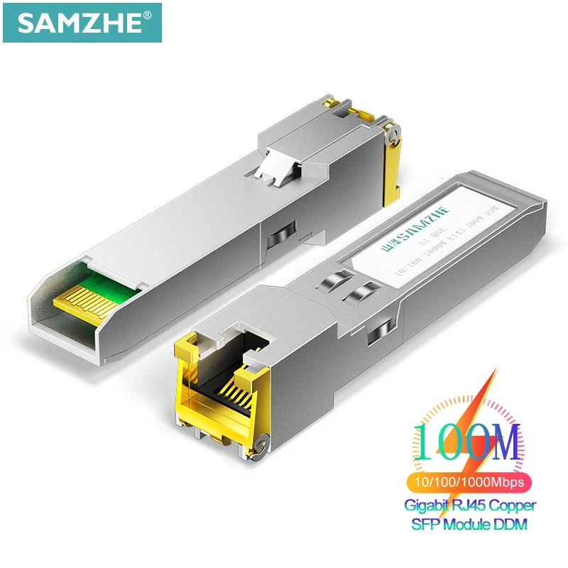 SAMZHE Gigabit RJ45 SFP modülü 1000Mbps SFP bakır RJ45 SFP alıcı verici modülü Cisco/Mikrotik ...