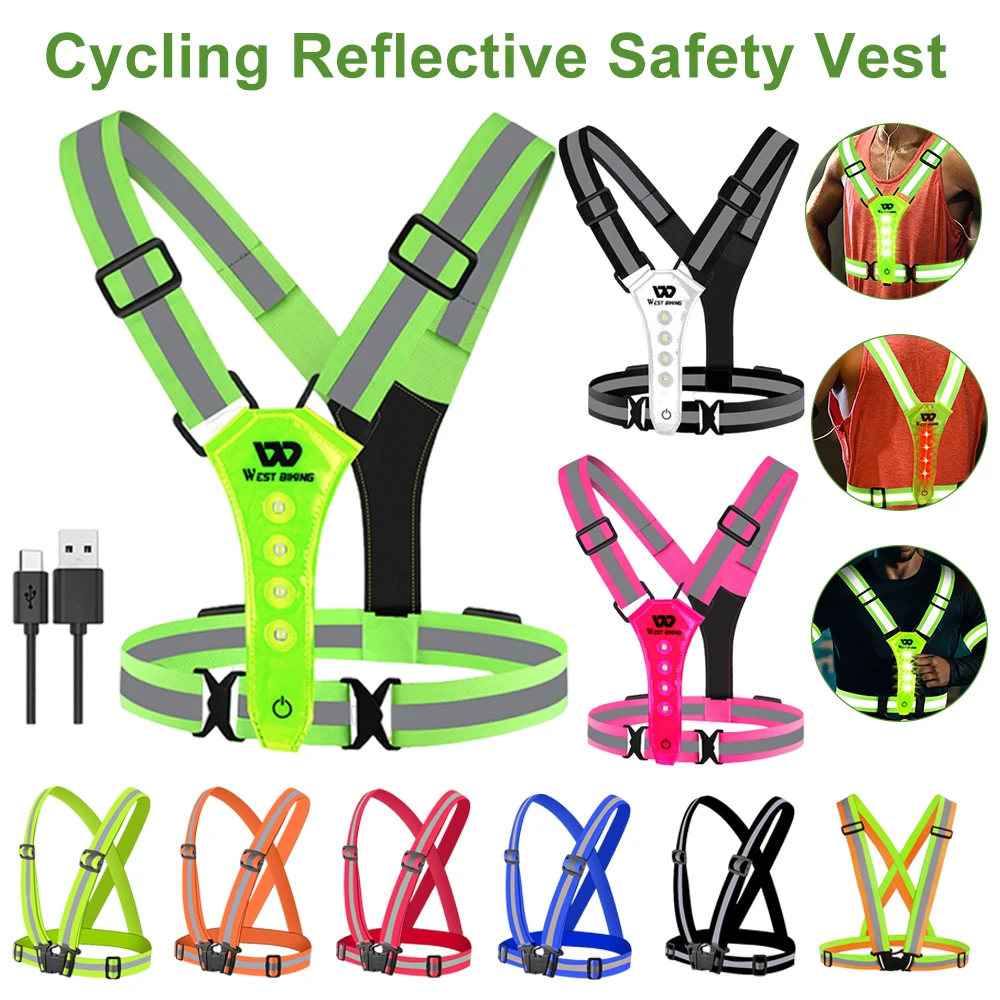 Cycling-Reflective-Safety-Vest-LED-Reflective-Running-Vest-High ...