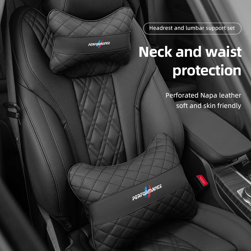 Car Seat Neck Pillow Headrest Lumbar Waist Support Cushion For BMW ...